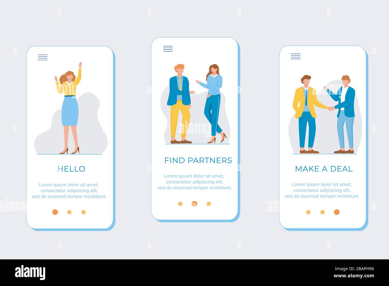 Business partnership onboarding mobile app screen vector template Stock ...