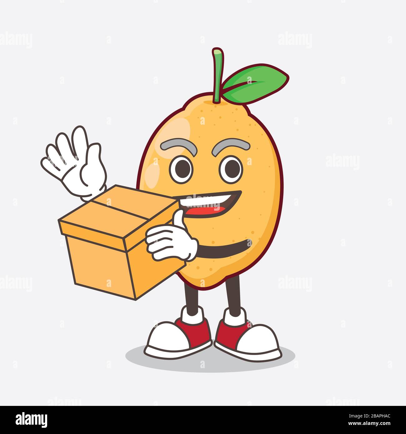 An illustration of Lemon Fruit cartoon mascot character holding a box ...