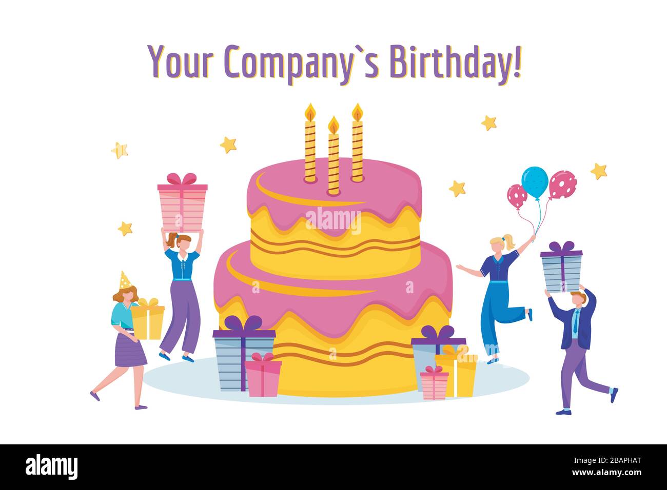 Company birthday celebration flat vector illustration Stock Vector ...