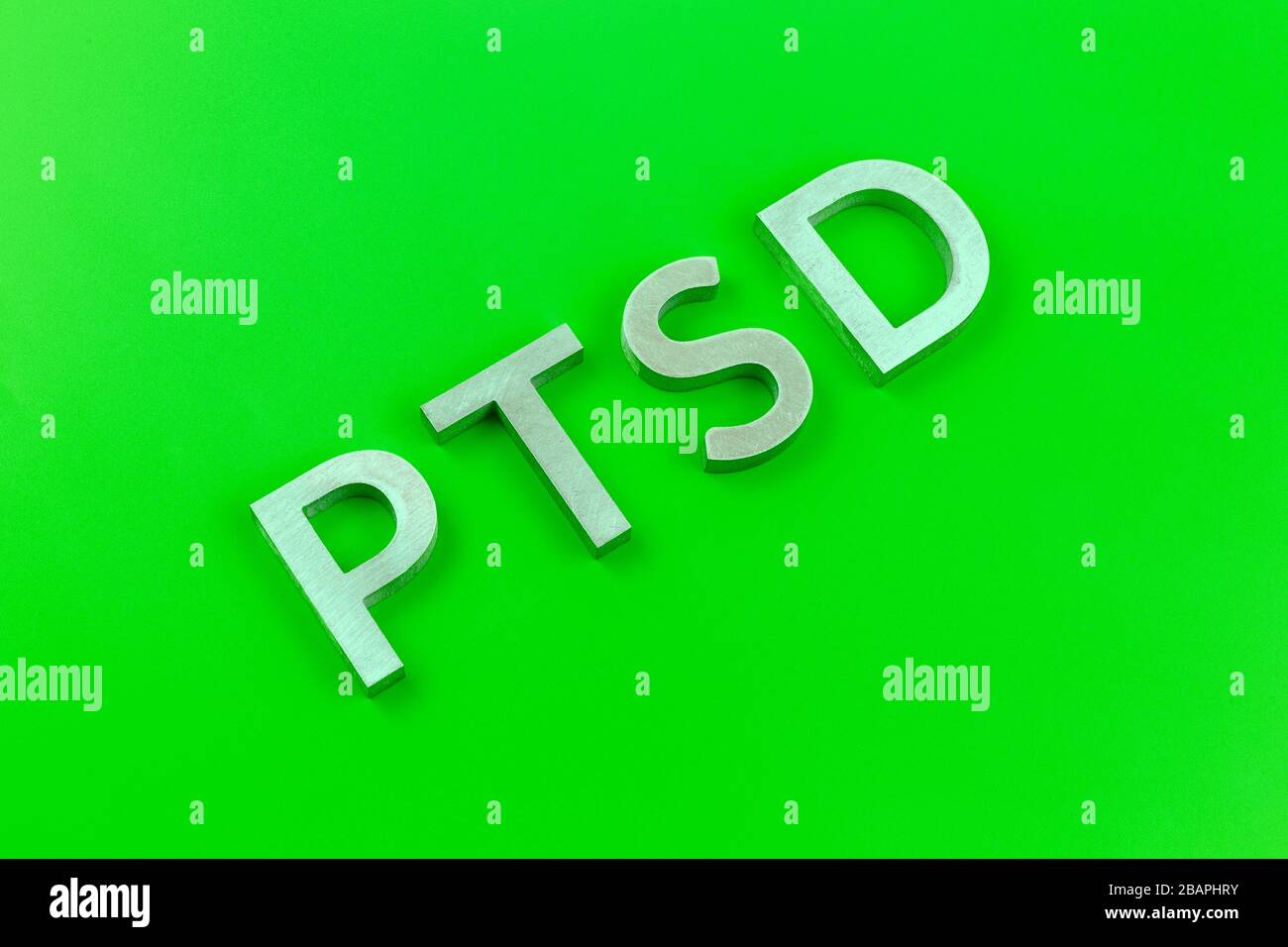 abbreviation PTSD - post traumatic stress disorder - laid with silver ...