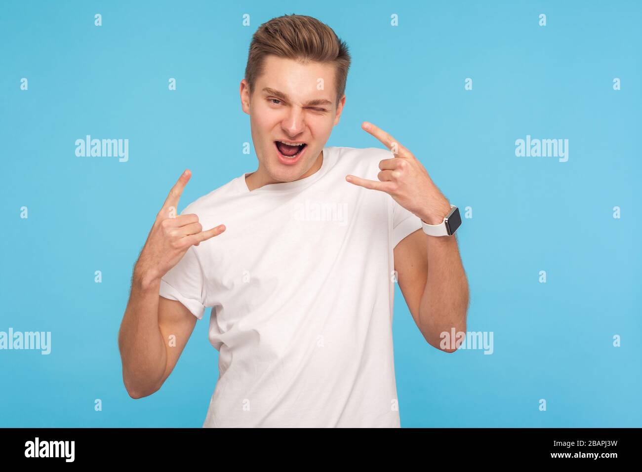 Tongue sign horns hi-res stock photography and images - Alamy