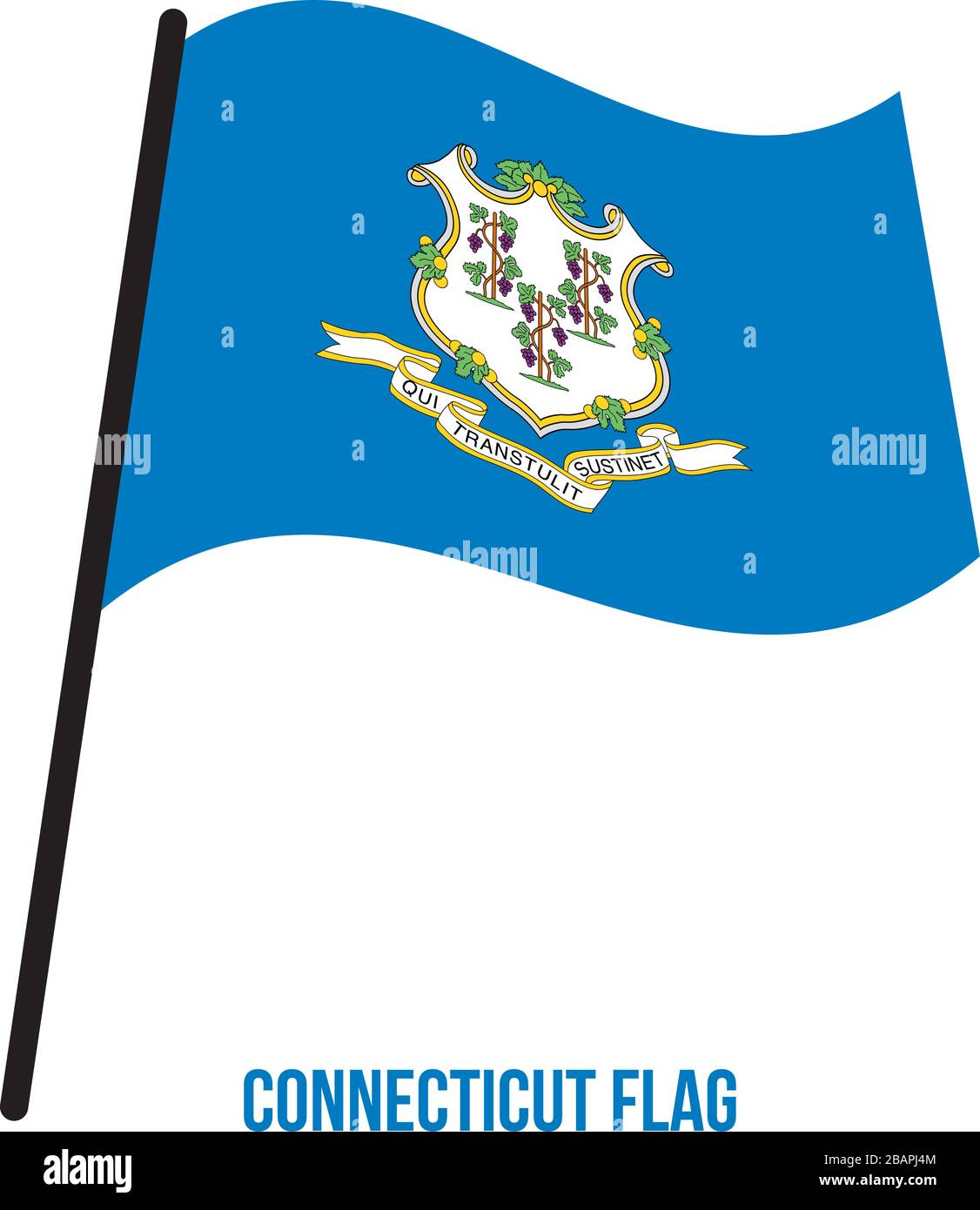 Connecticut (U.S. State) Flag Waving Vector Illustration on White ...