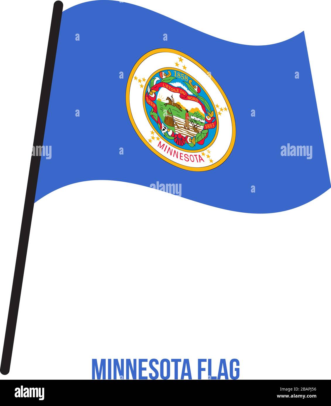 Minnesota (U.S. State) Flag Waving Vector Illustration on White ...
