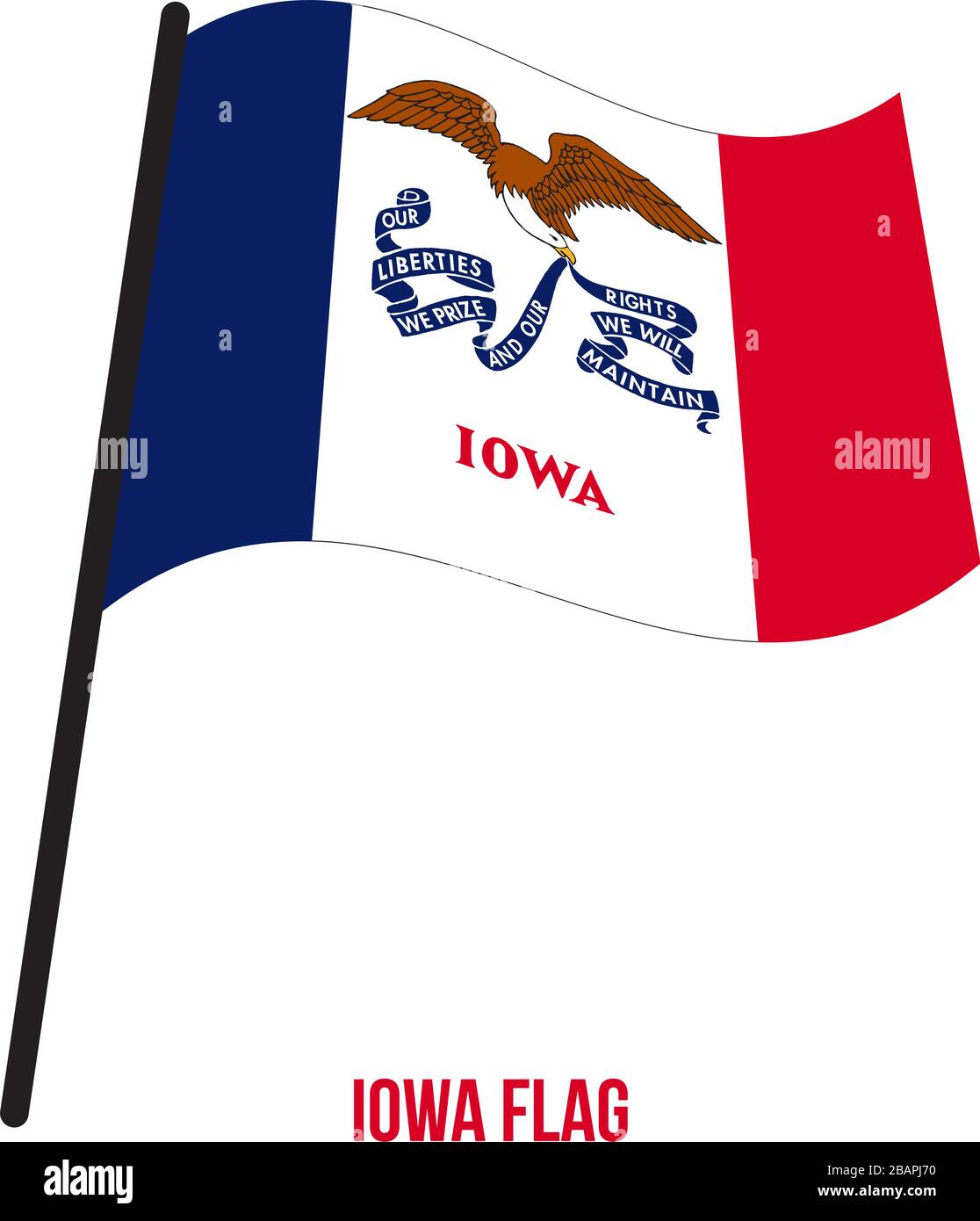Iowa (U.S. State) Flag Waving Vector Illustration on White Background ...