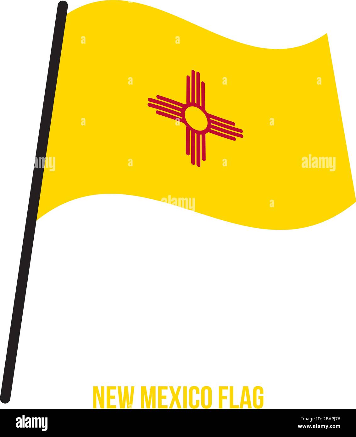 New Mexico (U.S. State) Flag Waving Vector Illustration on White ...