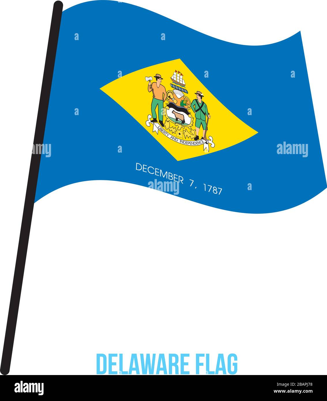 Delaware (U.S. State) Flag Waving Vector Illustration on White ...