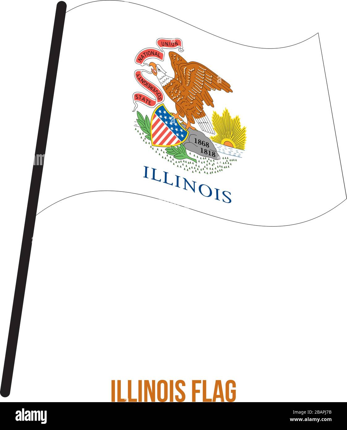 Illinois (U.S. State) Flag Waving Vector Illustration on White ...