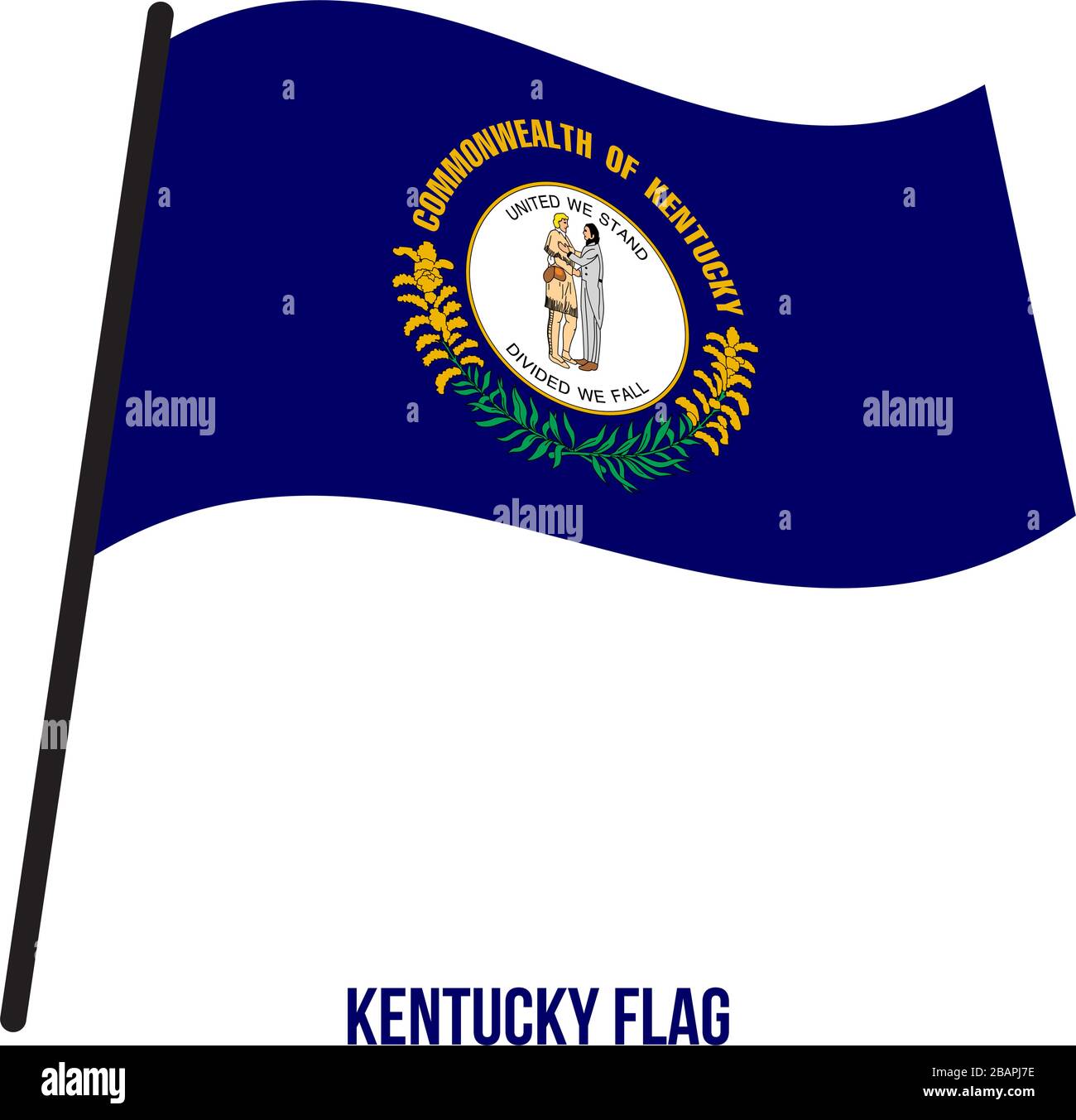 Kentucky (U.S. State) Flag Waving Vector Illustration on White ...