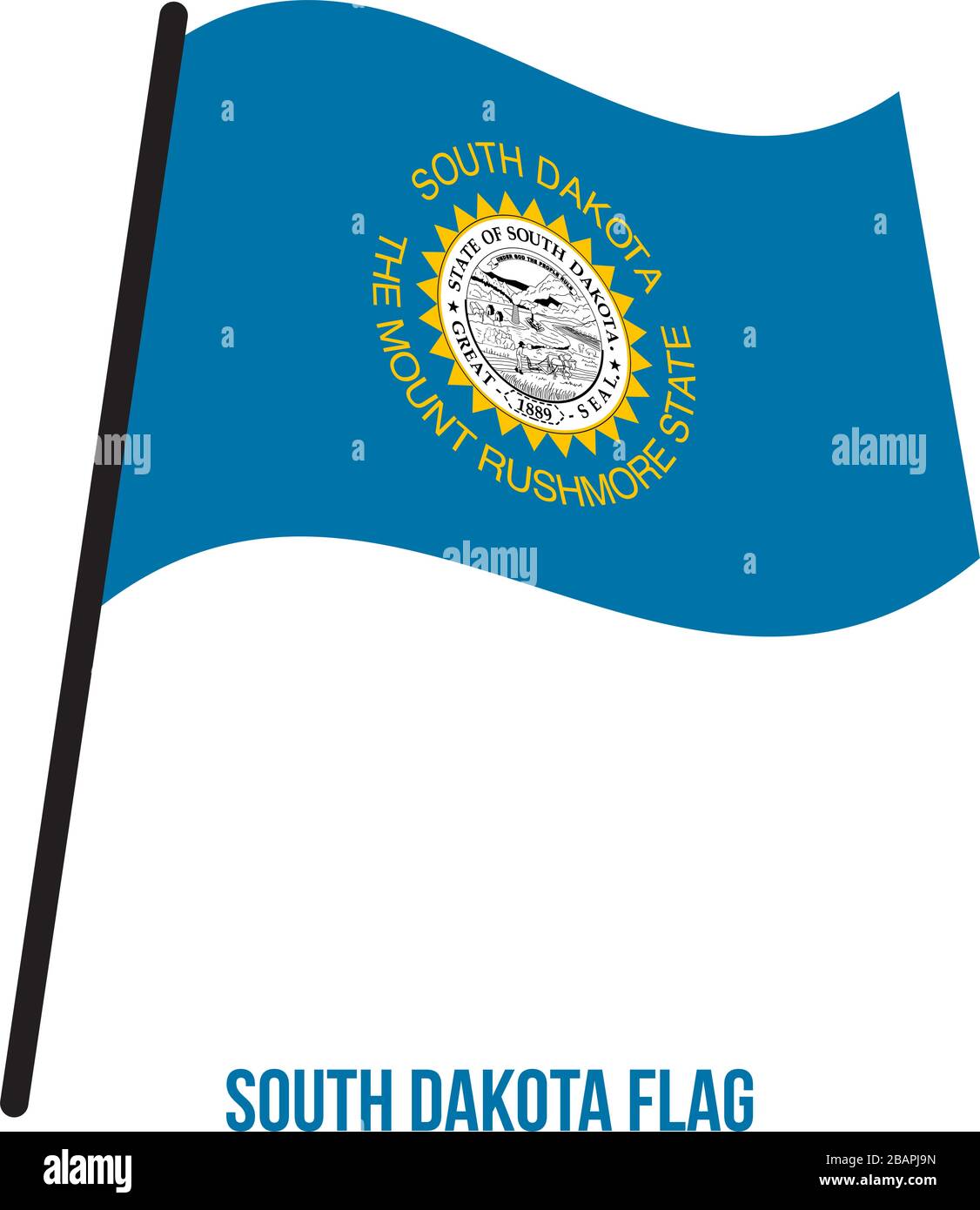 South Dakota (U.S. State) Flag Waving Vector Illustration on White ...