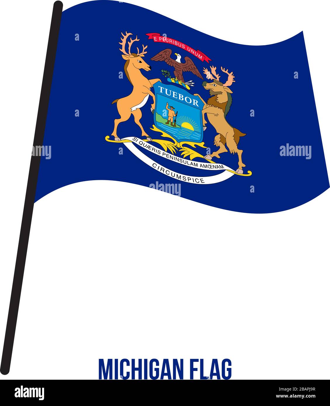 Michigan (U.S. State) Flag Waving Vector Illustration on White ...