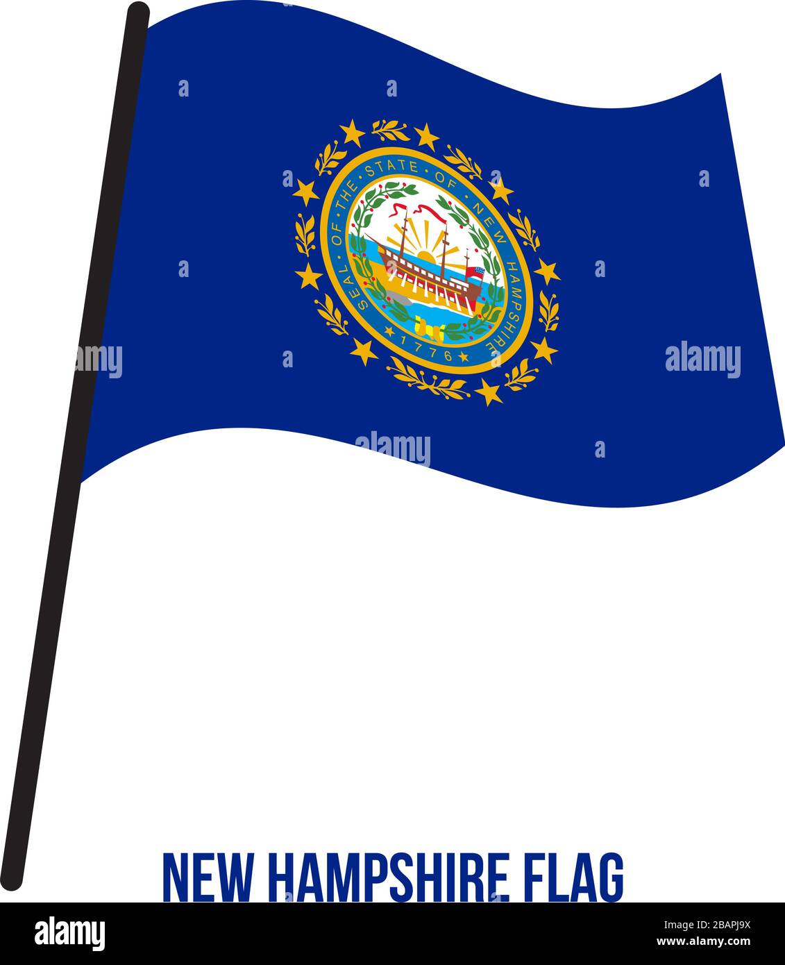 New Hampshire (U.S. State) Flag Waving Vector Illustration on White ...