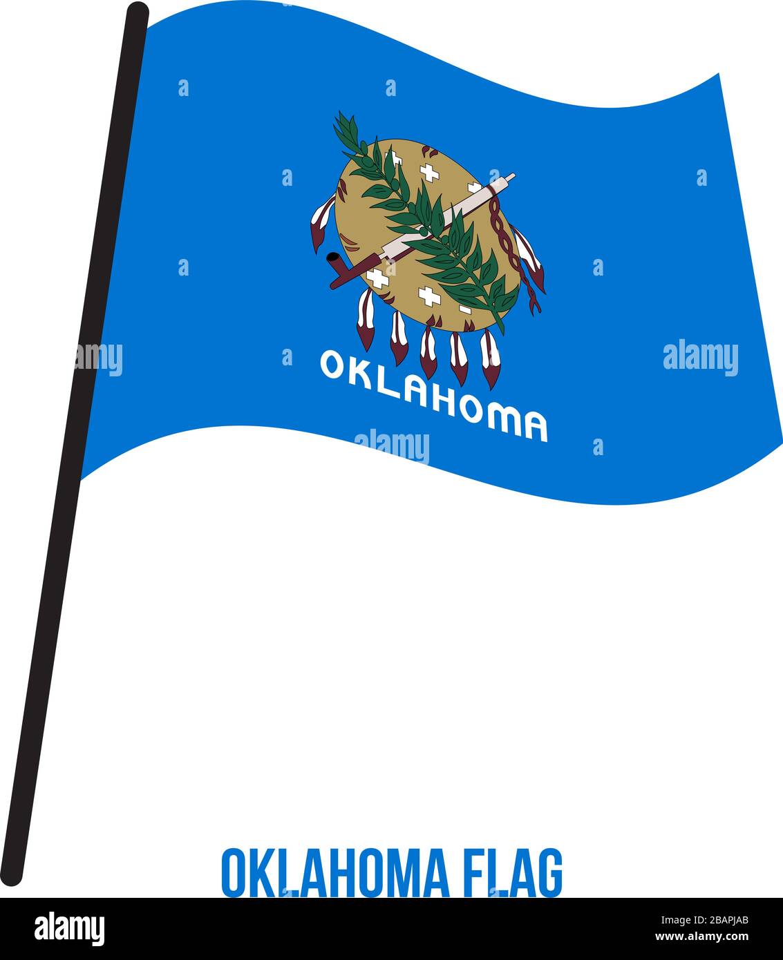 Oklahoma (U.S. State) Flag Waving Vector Illustration on White ...