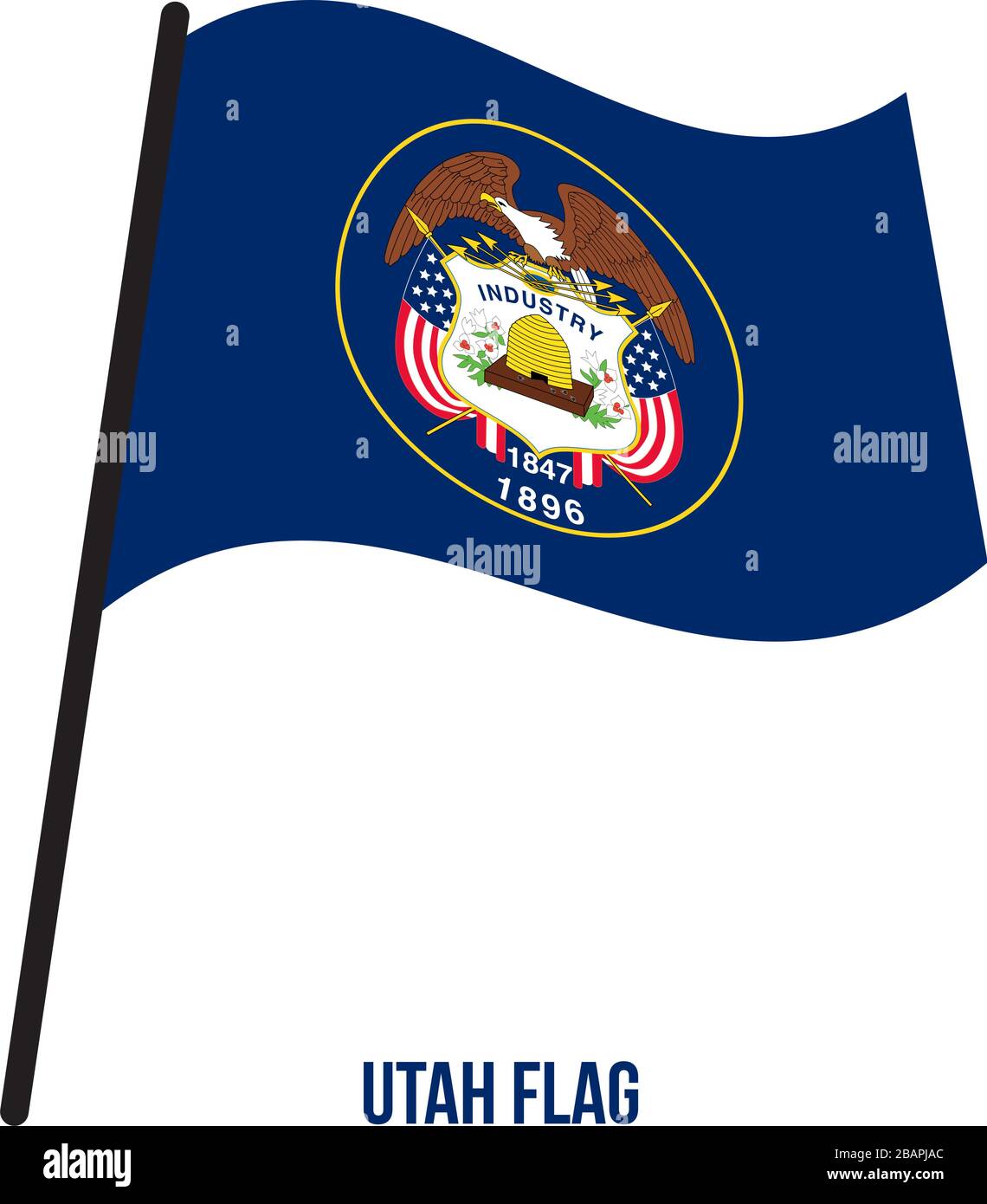 Utah (U.S. State) Flag Waving Vector Illustration on White Background ...