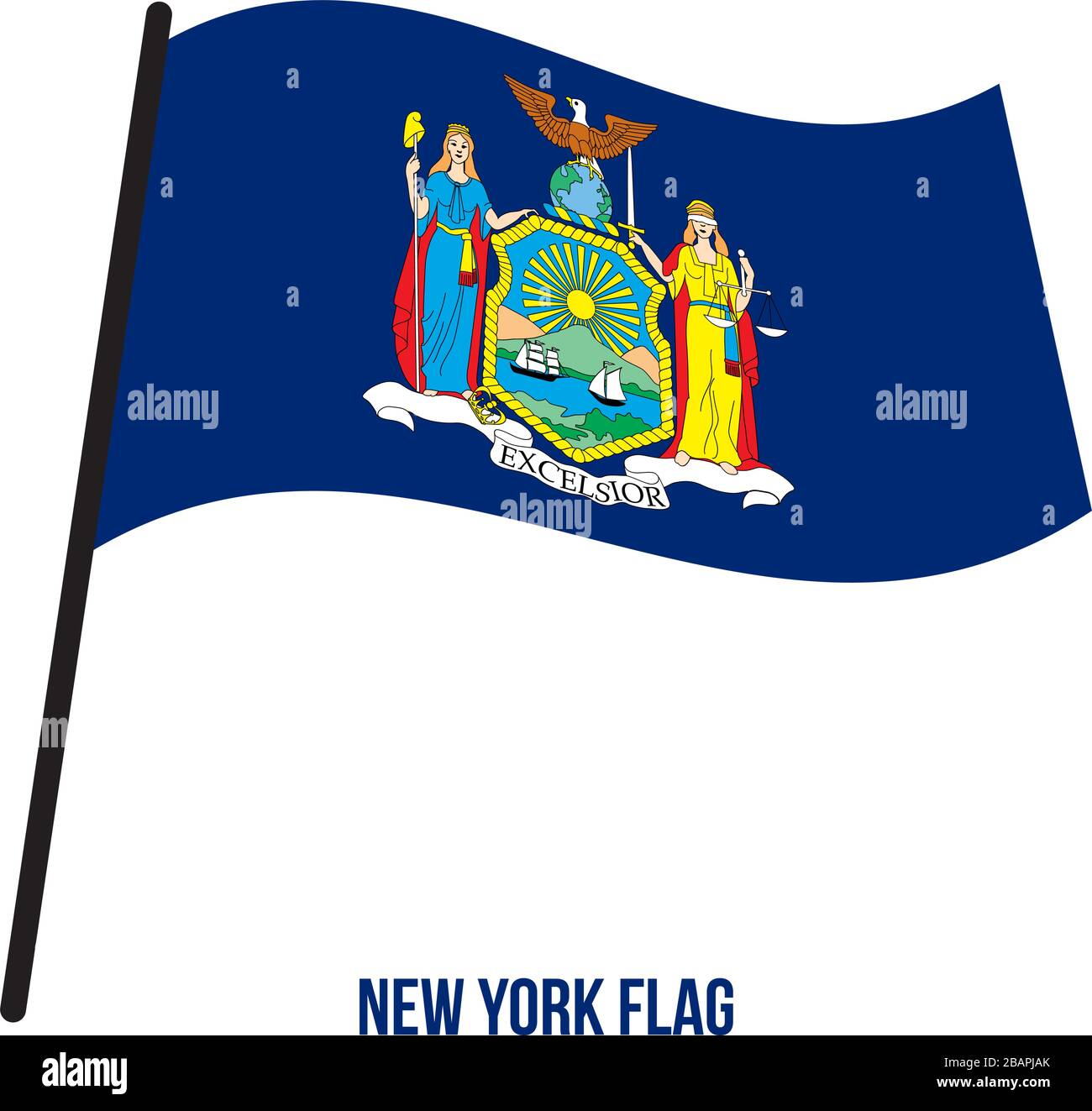 New York (U.S. State) Flag Waving Vector Illustration on White ...