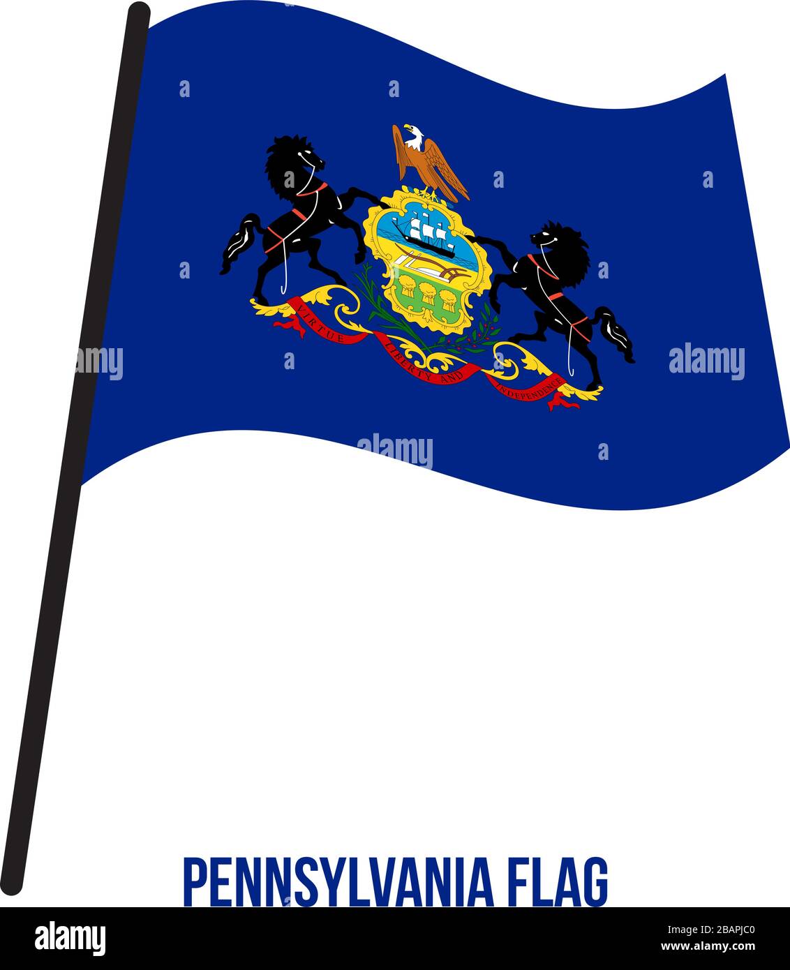Pennsylvania (U.S. State) Flag Waving Vector Illustration on White ...