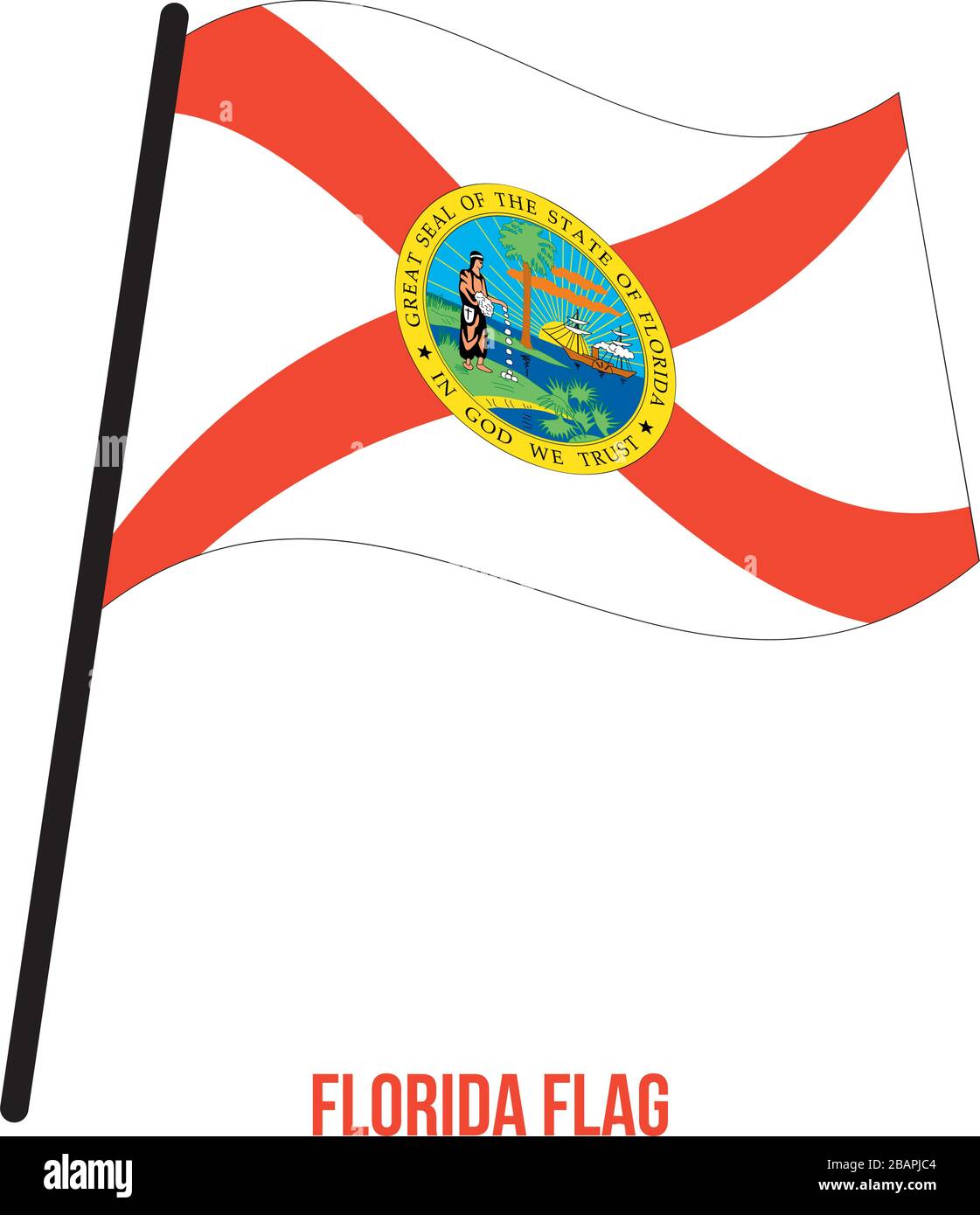 Florida (U.S. State) Flag Waving Vector Illustration on White ...