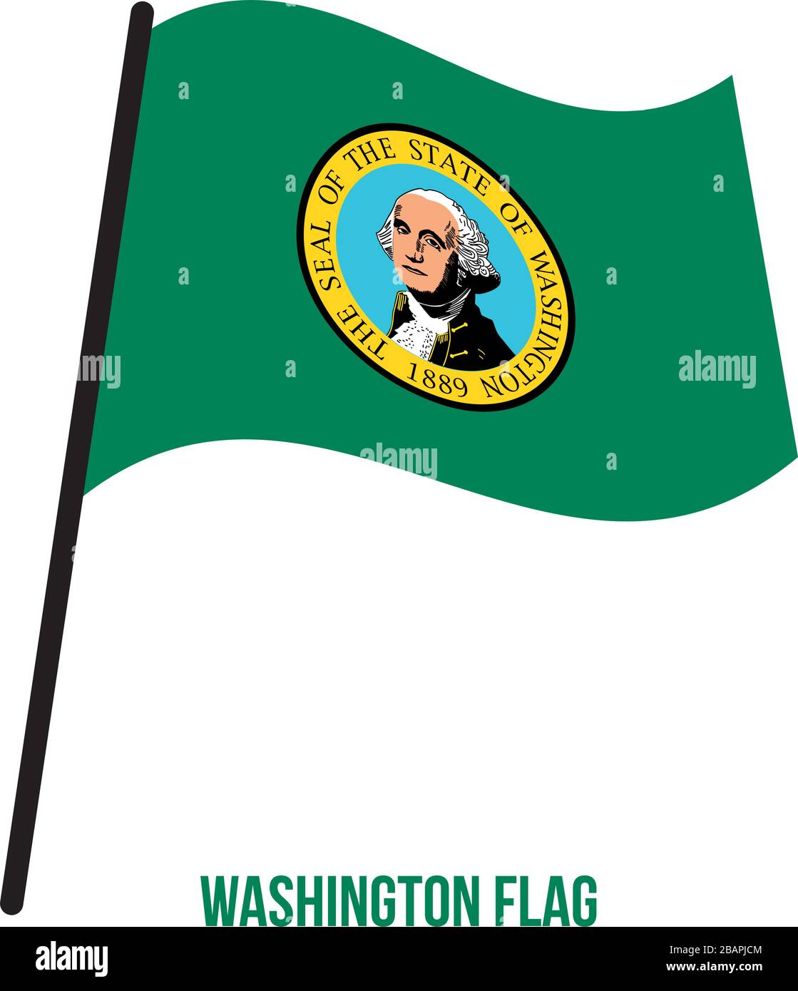Washington (U.S. State) Flag Waving Vector Illustration on White ...