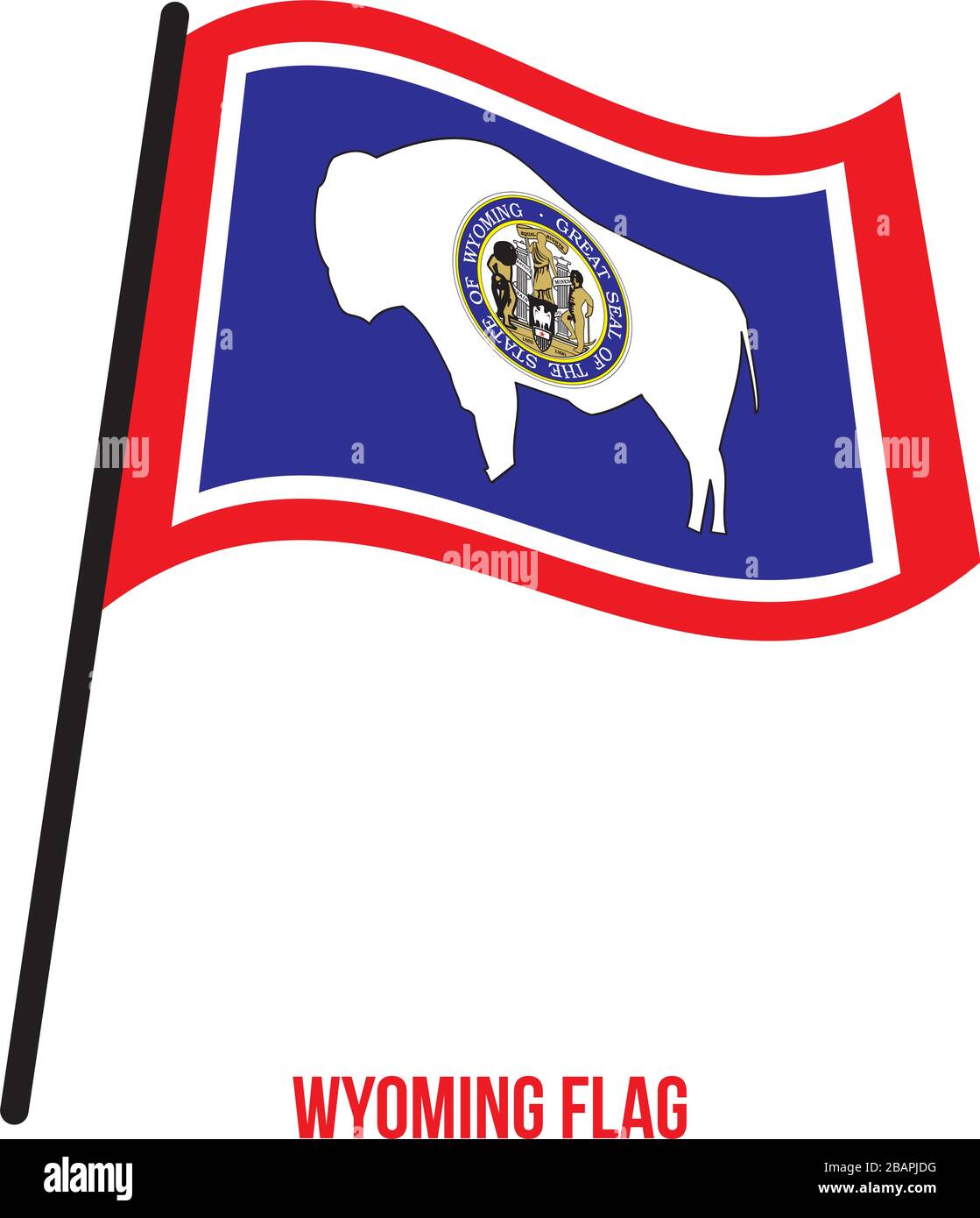 Wyoming (U.S. State) Flag Waving Vector Illustration on White ...