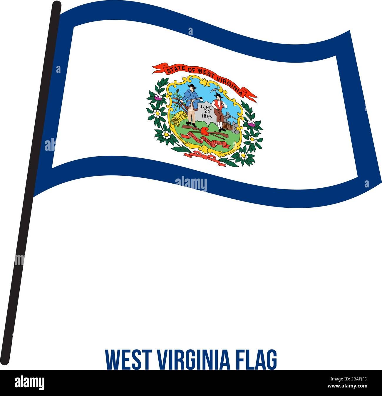 West Virginia (U.S. State) Flag Waving Vector Illustration on White ...