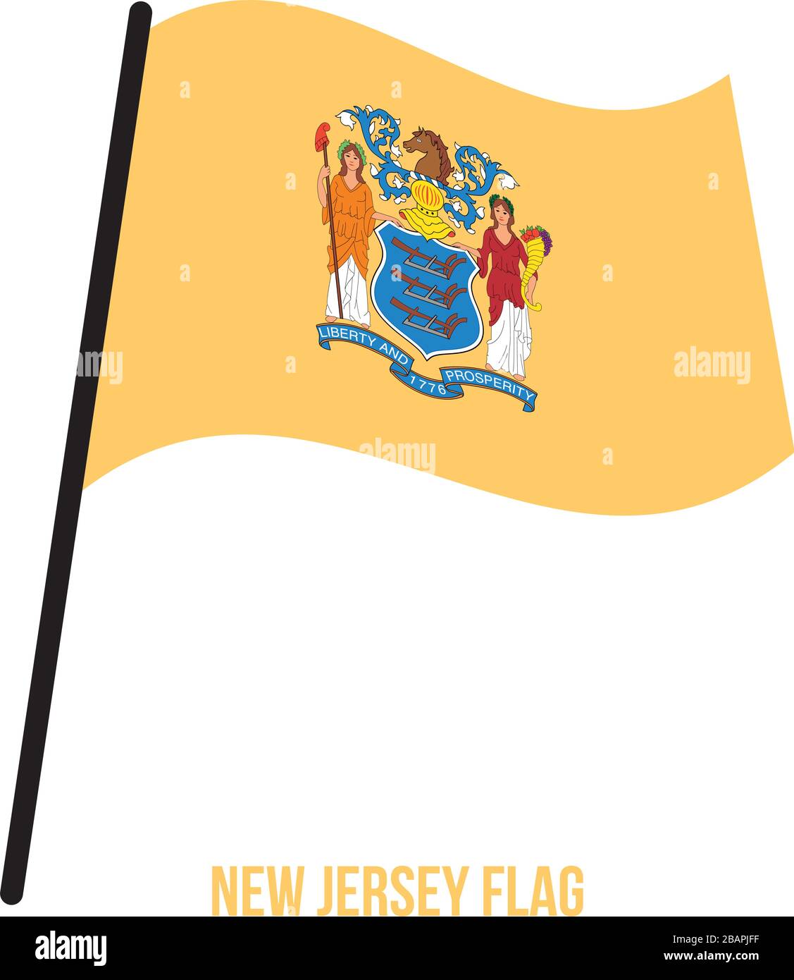 New Jersey (U.S. State) Flag Waving Vector Illustration on White ...
