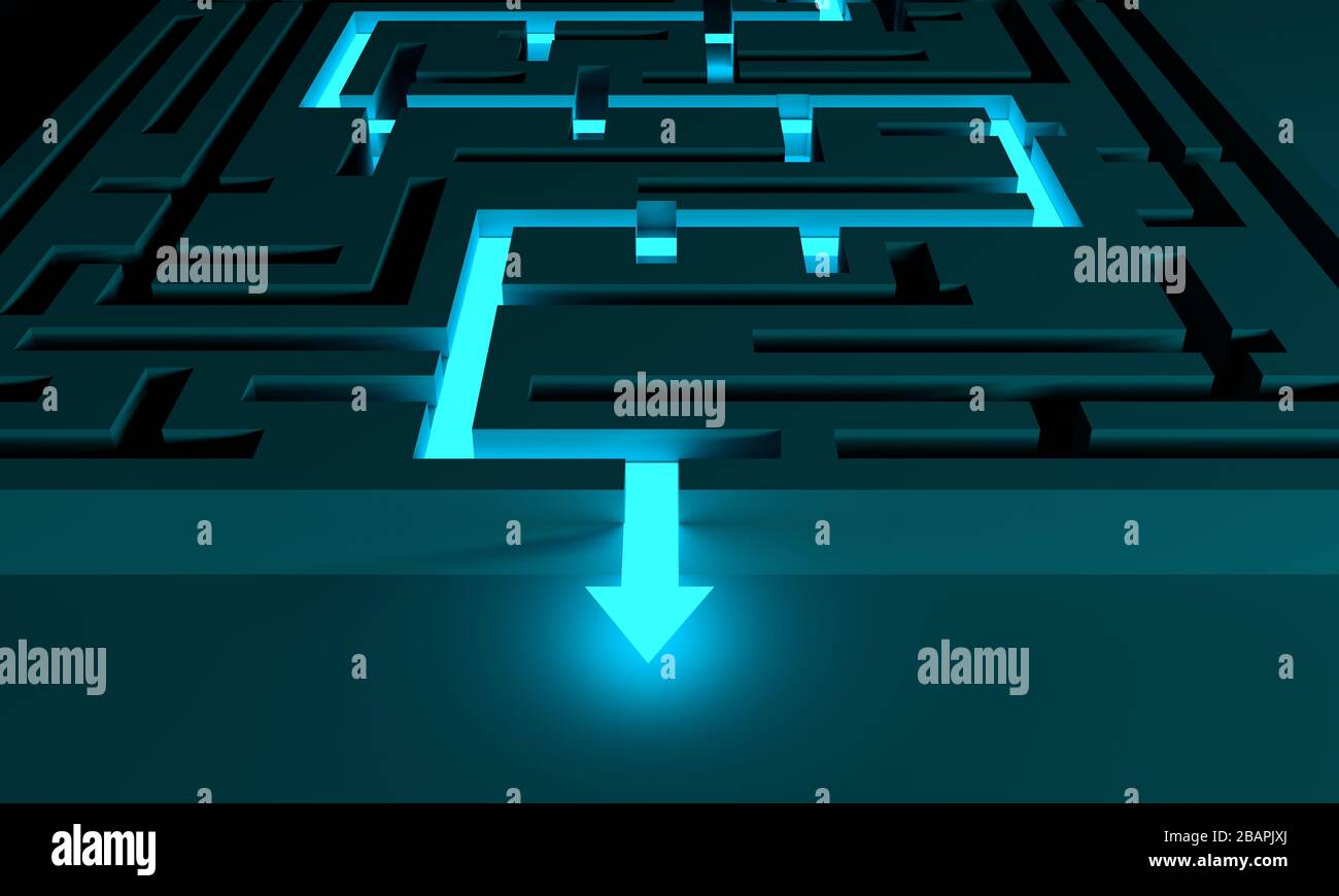 Red path across maze Stock Photo - Alamy