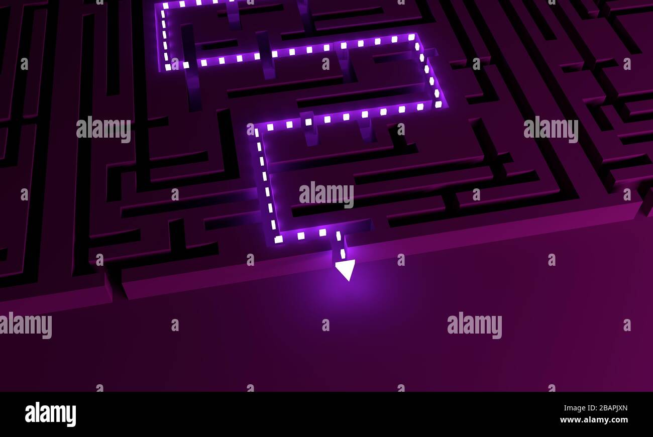 Red path across maze Stock Photo - Alamy