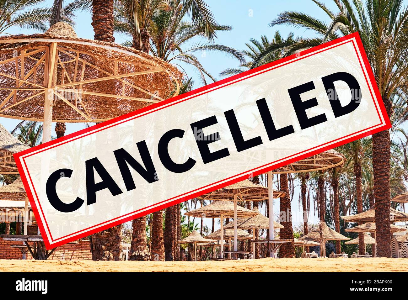 Travel and tourism crisis due to coronavirus covid-19 concept. Palm ...