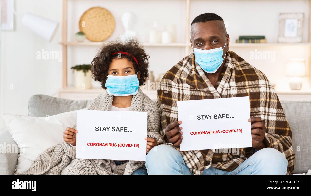 Stay safe during coronavirus quarantine. African American family ...