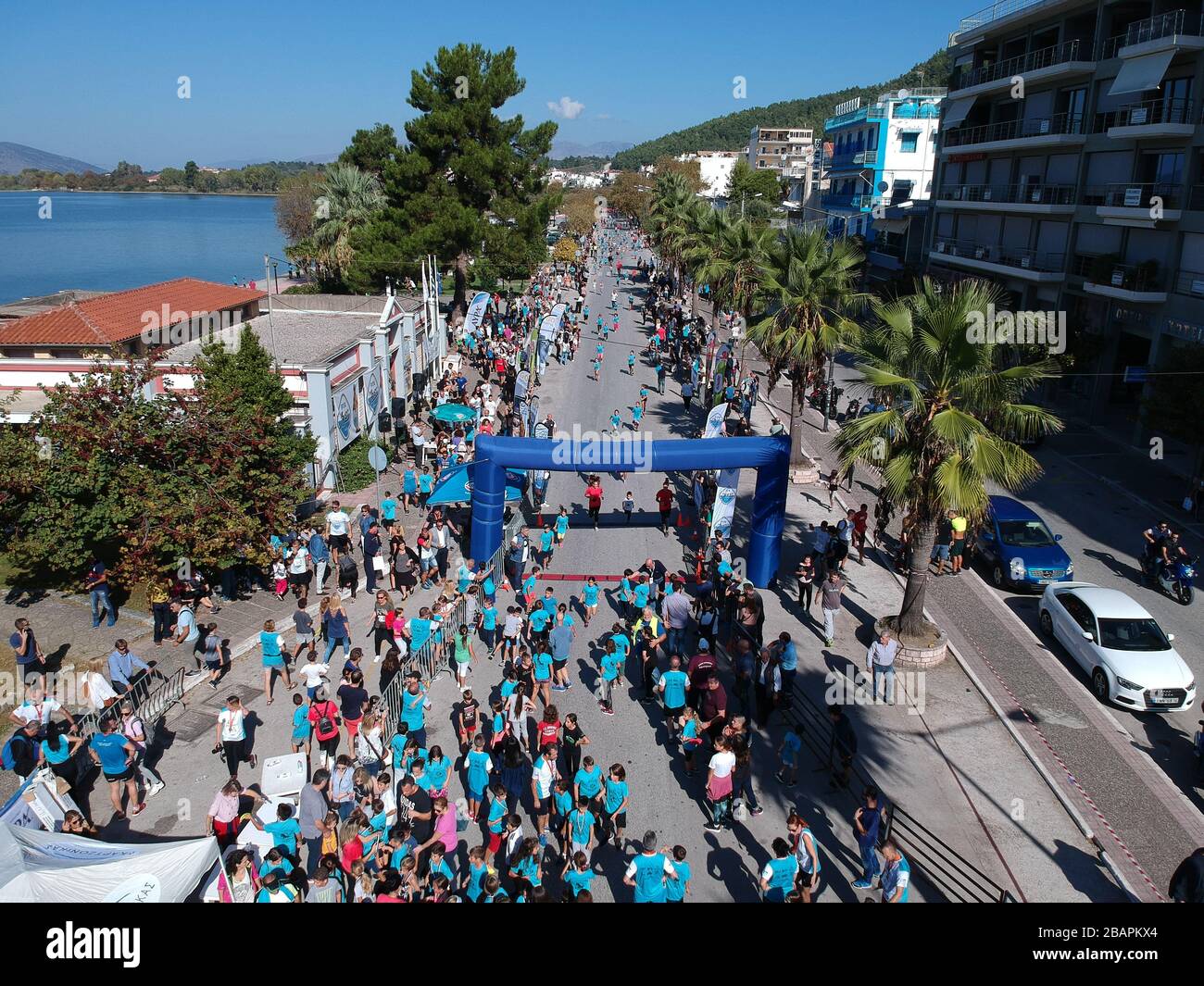start point, finish line of 4th. coastal road marathon runners Stock ...