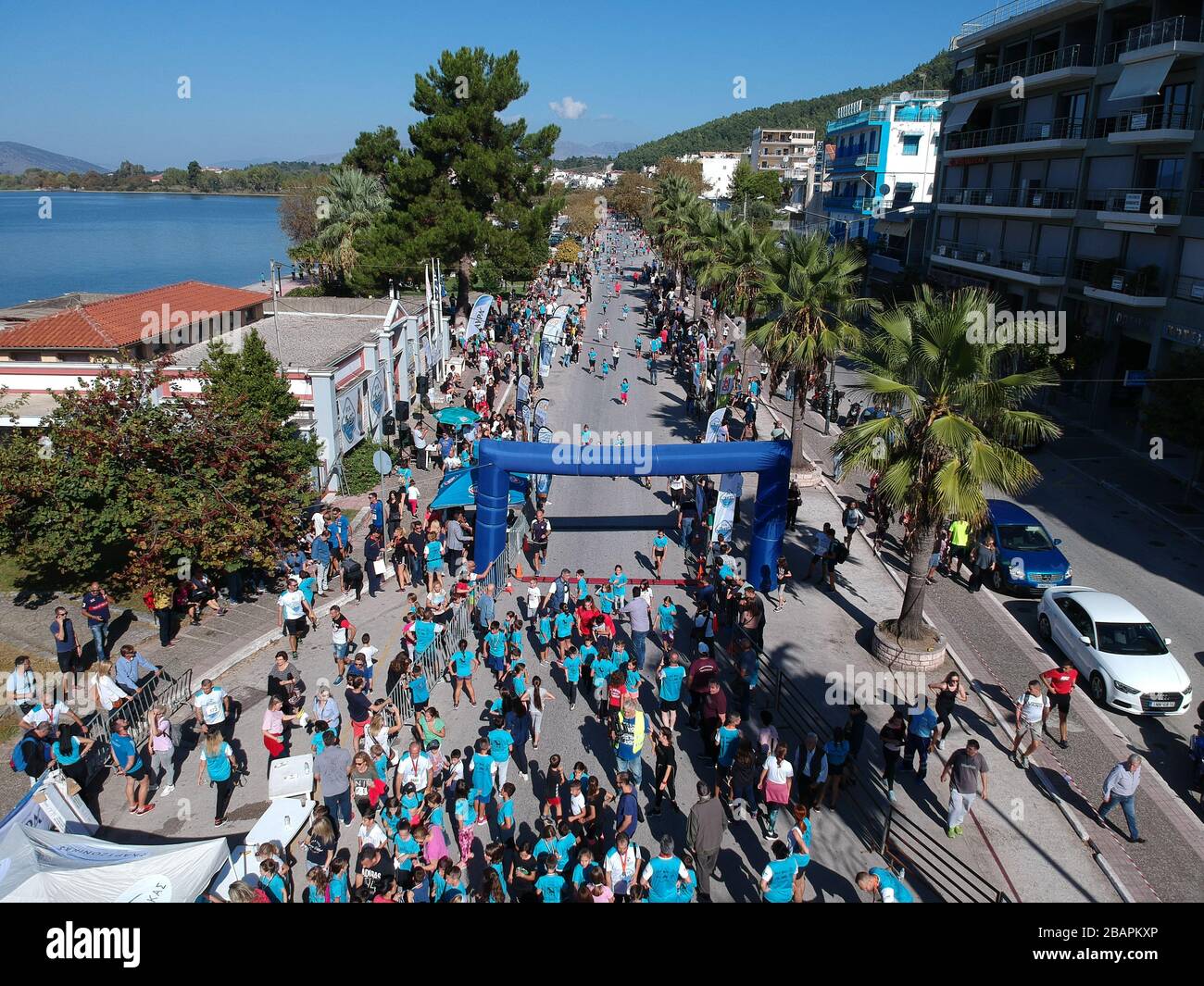 start point, finish line of 4th. coastal road marathon runners Stock ...