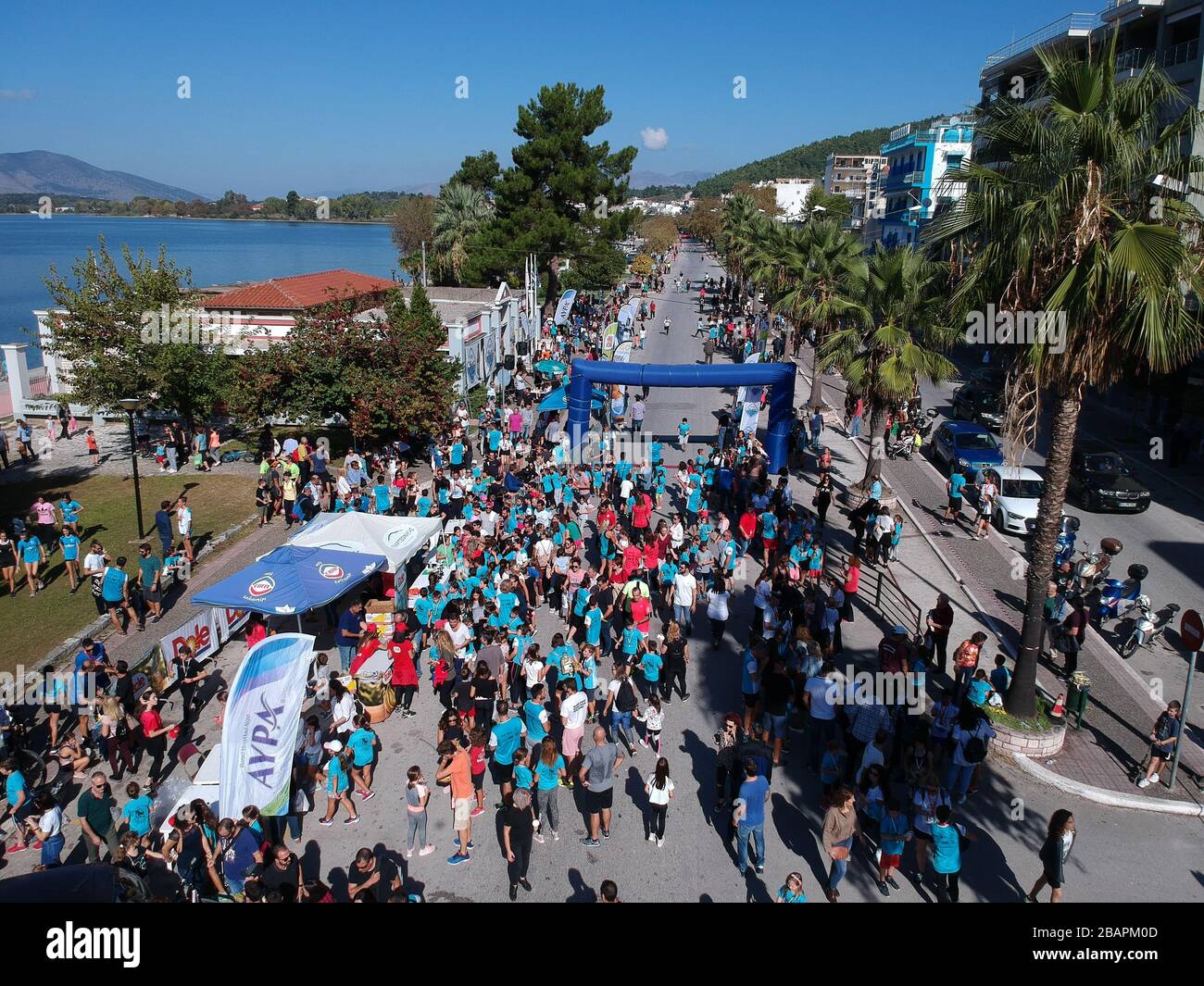 start point, finish line of 4th. coastal road marathon runners Stock ...