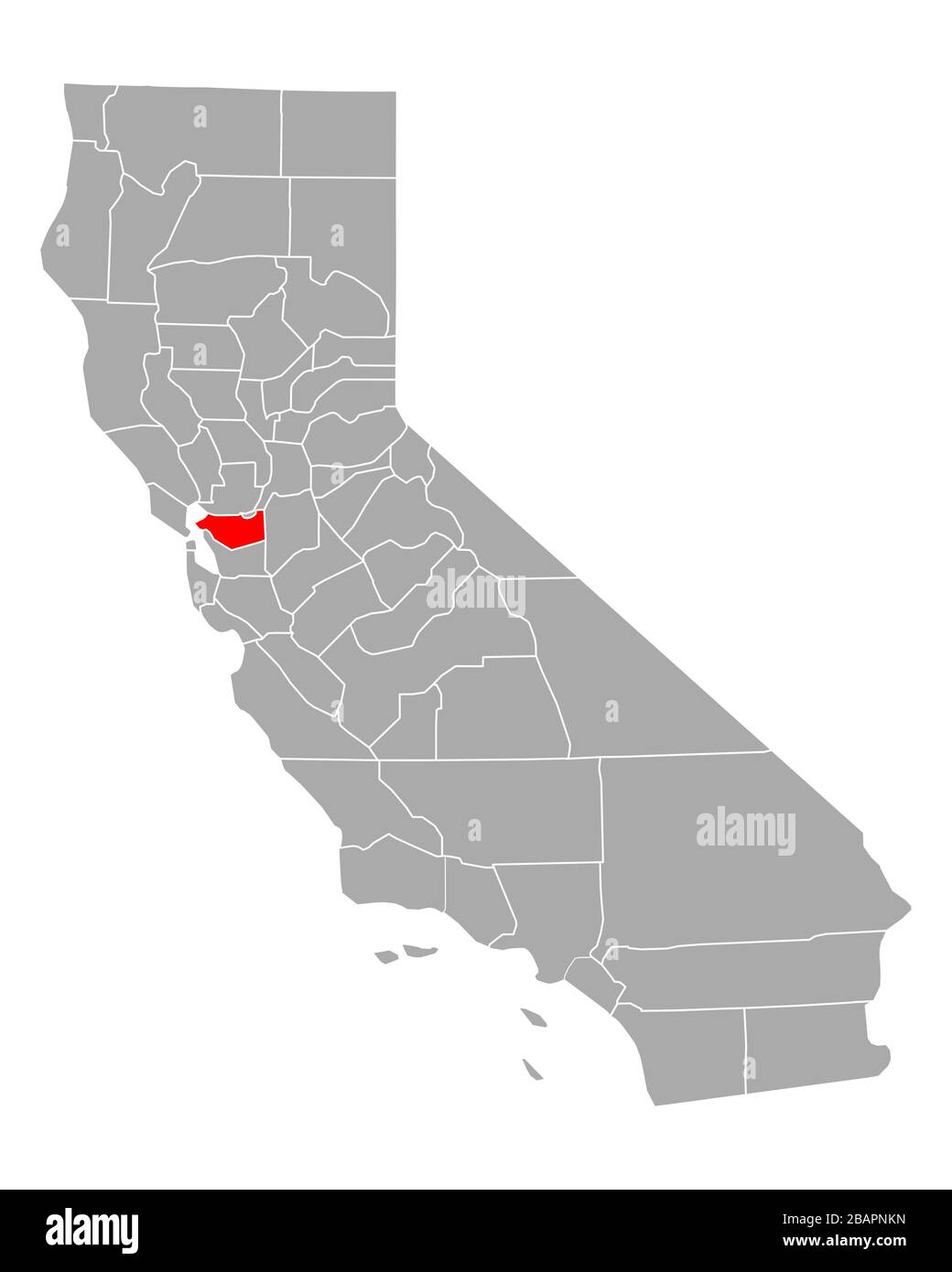 Map of Contra Costa in California Stock Photo - Alamy