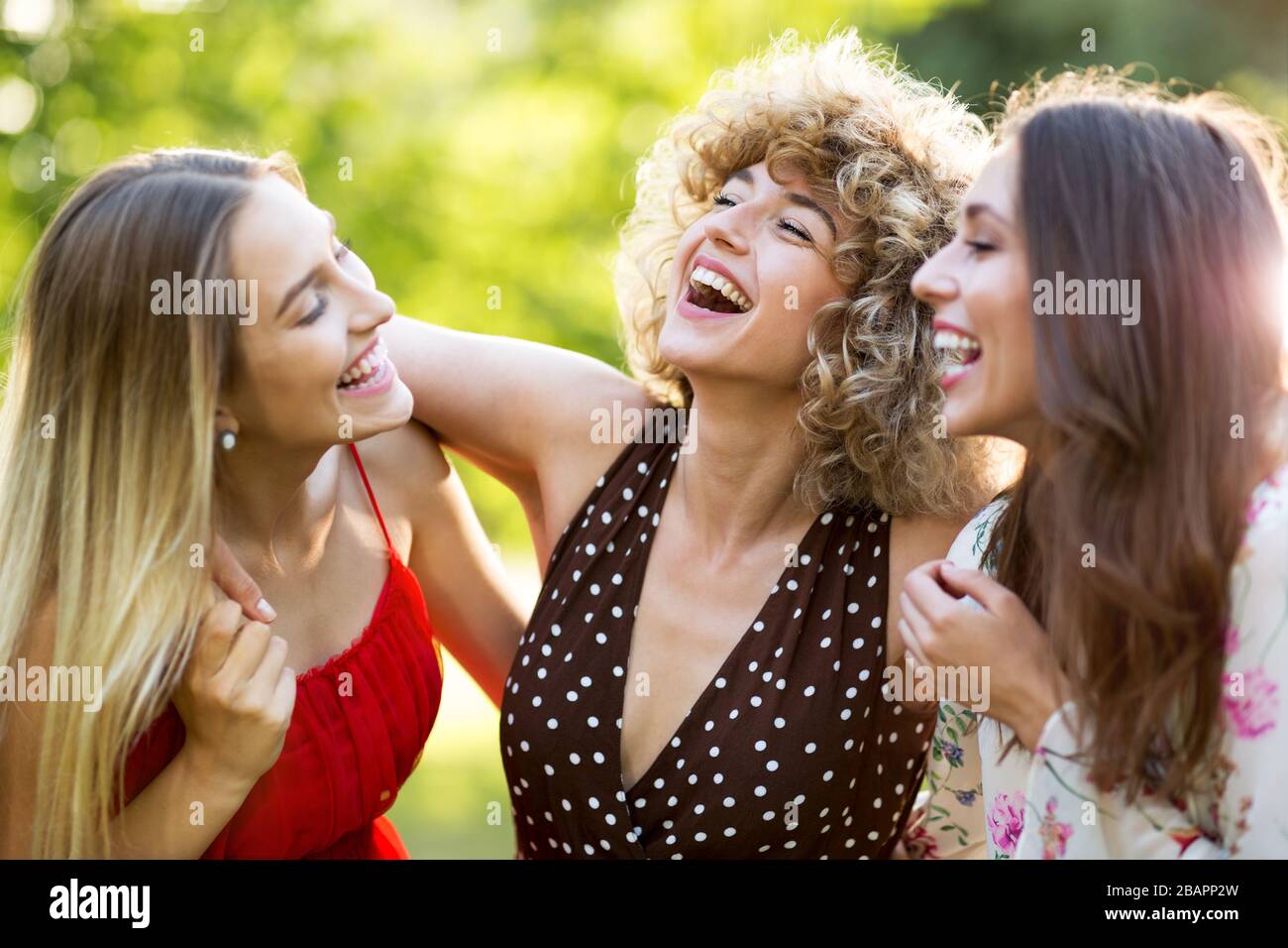 Three Beautiful Young Women Friends Stock Photo - Alamy