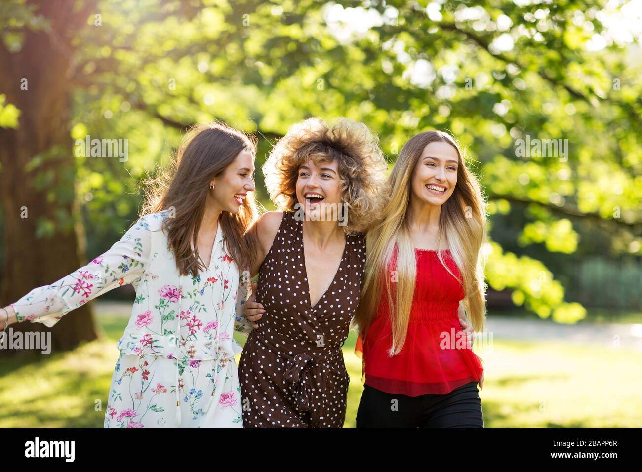 Three Beautiful Young Women Friends Stock Photo - Alamy