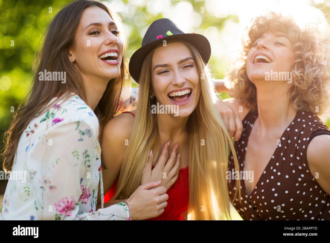 Three Beautiful Young Women Friends Stock Photo - Alamy