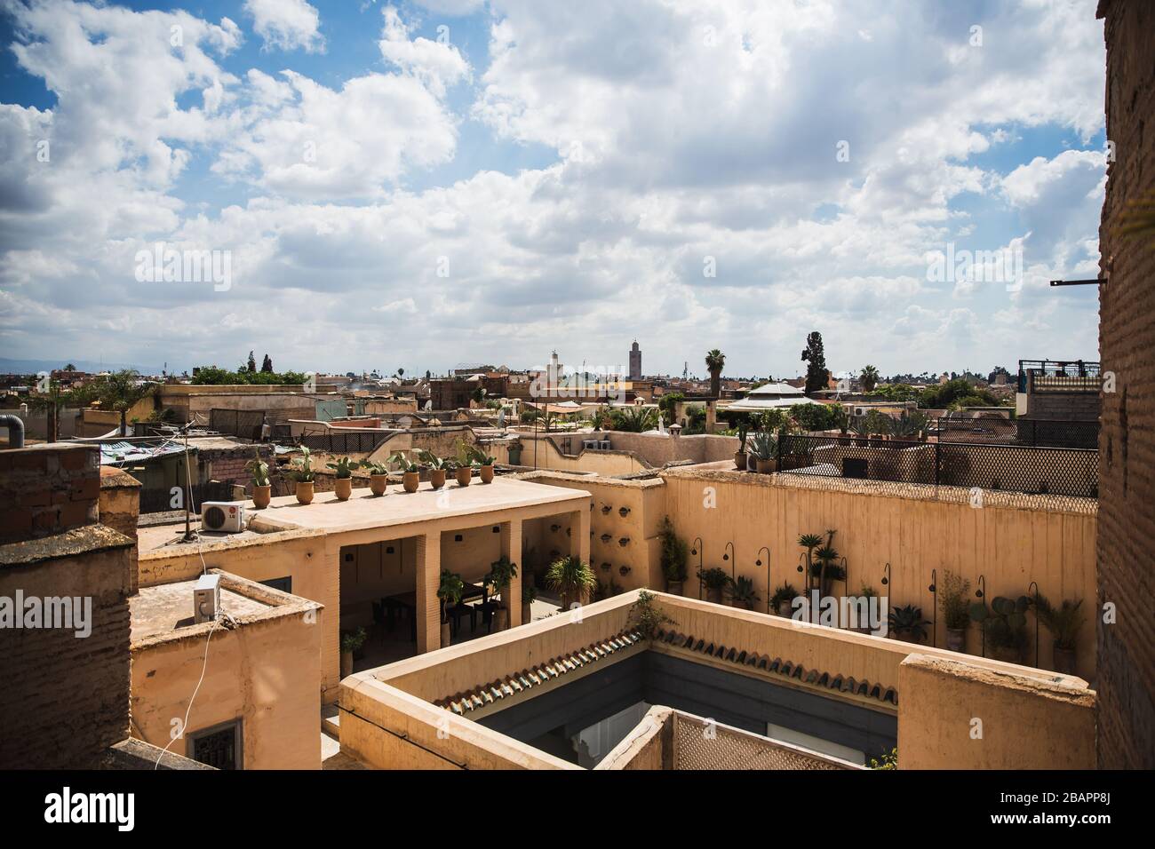 Rooftop View From Medina District Riad In Marrakech Stock Photo - Alamy