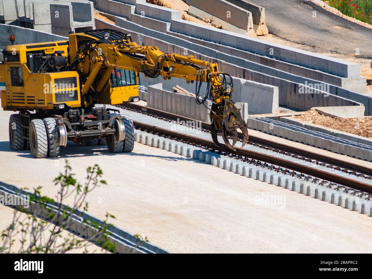 Bulldozer on train hi-res stock photography and images - Alamy