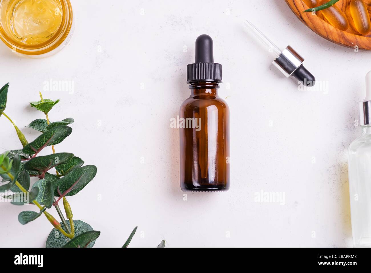 Beauty natural products with cosmetic cream, Omega-3 gel capsules, and ...