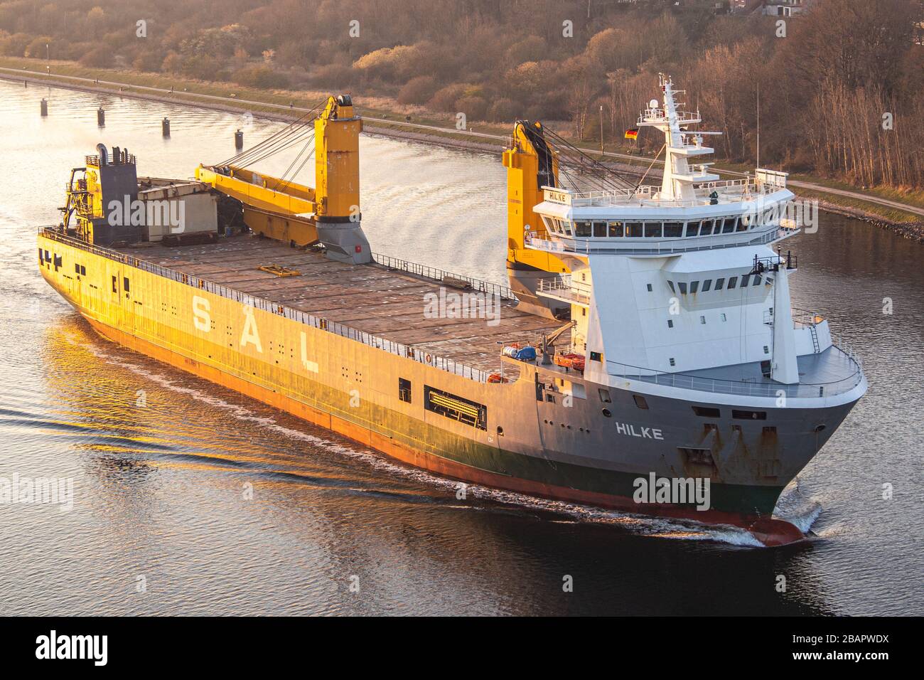SAL's Heavy Lift Vessel Hilke eastbound in the Kiel Canal Stock Photo ...