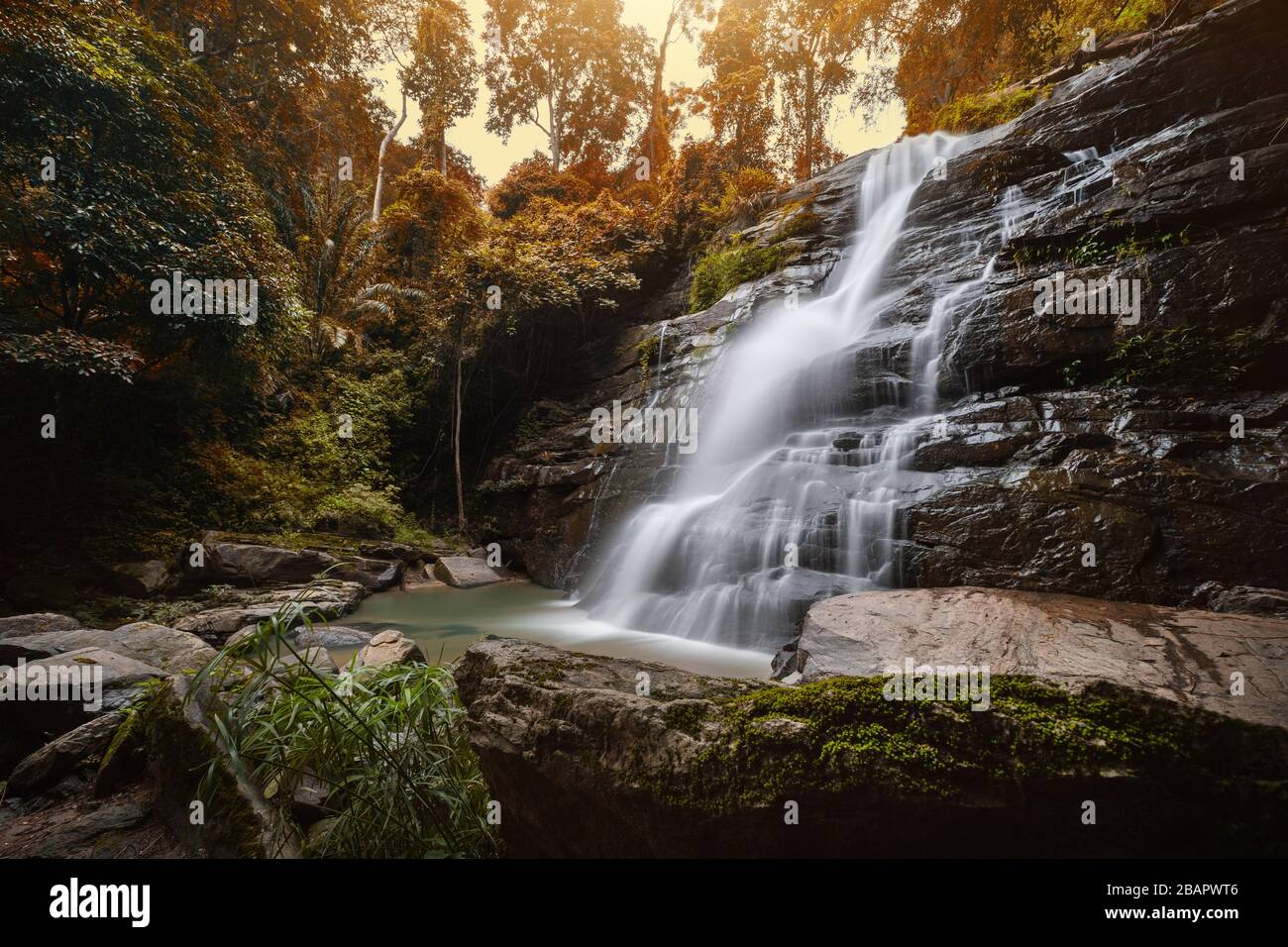 Tad Mork waterfalls north in thailand,Chiangmai,Thailand Stock Photo ...