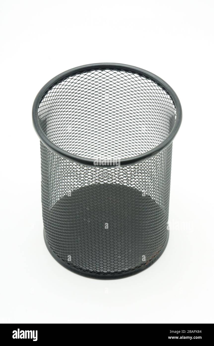 Office paper basket on an isolated white background Stock Photo - Alamy