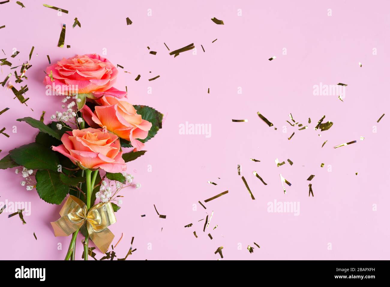 Congratulation corner frame border from blossoming bouquet of fresh ...