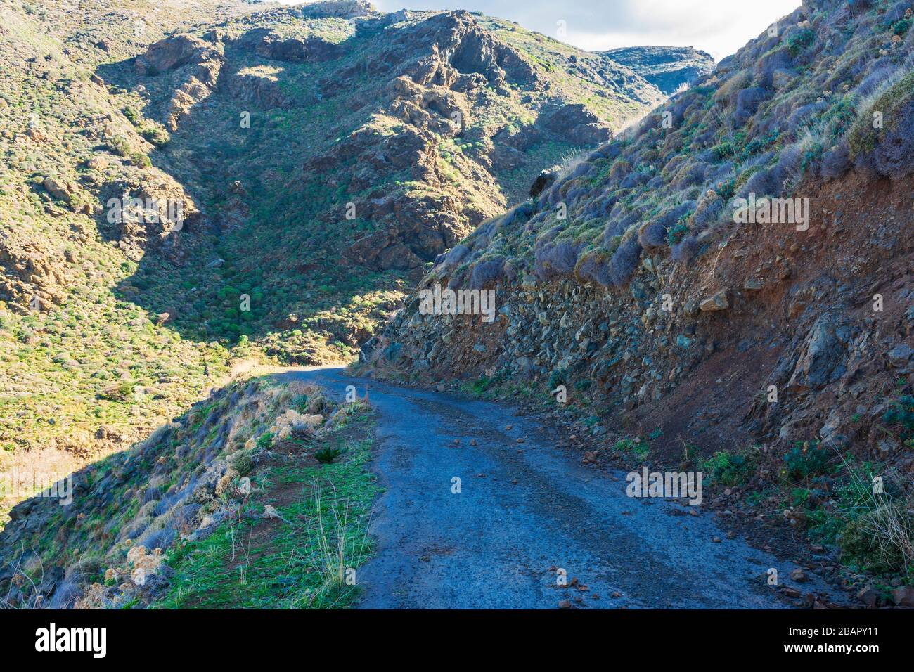 Mountain way near the gorge of Richtis. Winter, Crete, Greece Stock ...