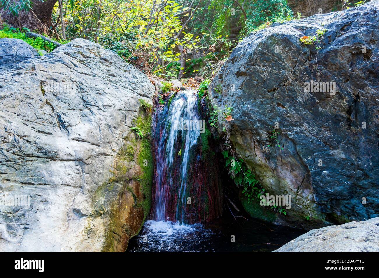 Small Waterfall in the gorge of Richtis at winter - Crete, Greece Stock ...