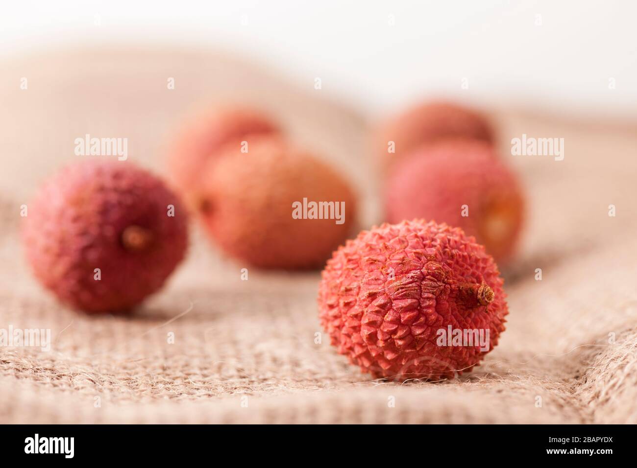Close-up of a small group of fruits (Lichi) of Lychee tree (Litchi ...