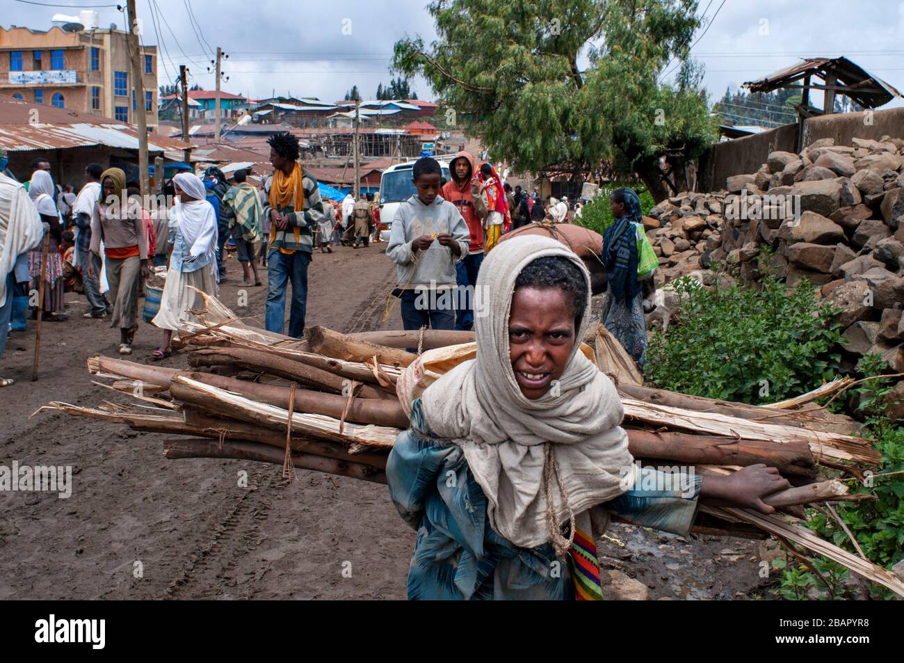 Market place. Debark. Simien Mountains. Northern Ethiopia. A girl ...