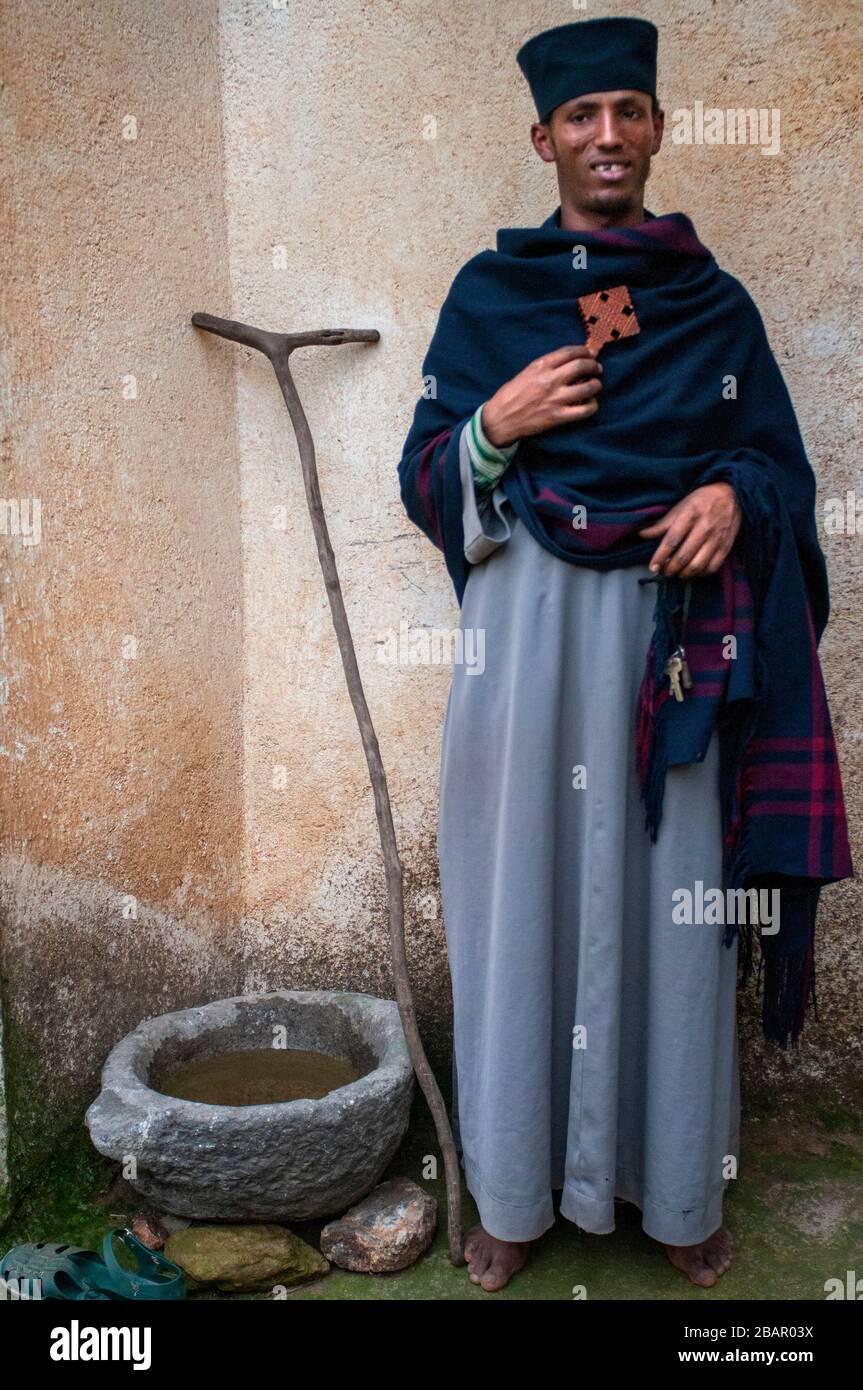 Priest monk at the Abuna Garima monastery Tigray. Abba Garima Monastery ...