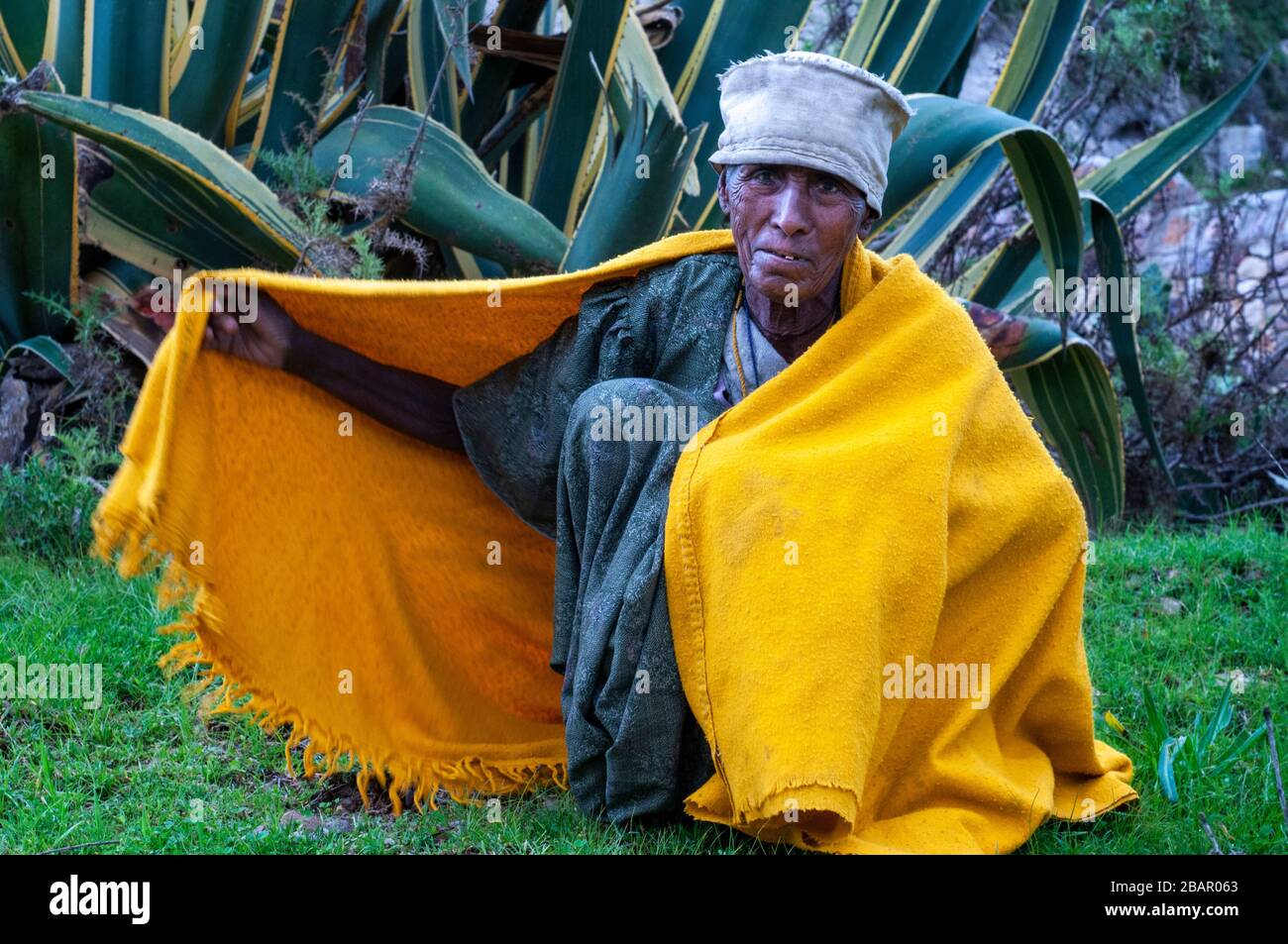 Gheralta mountains, near Hawzen, Eastern Tigray, Ethiopia. Protestant ...