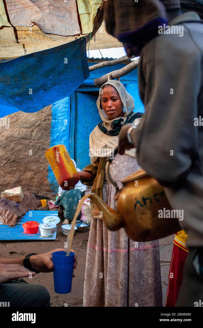Baptism, celebration of a birth. Hawzen town, Eastern Tigray, Ethiopia ...