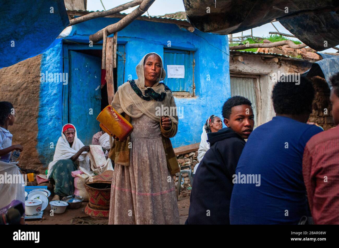 Baptism, celebration of a birth. Hawzen town, Eastern Tigray, Ethiopia ...